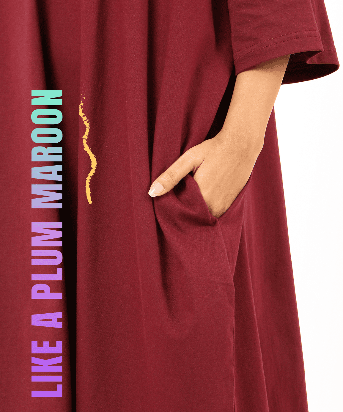 Like A Plum Maroon Oversized Pocket Tee